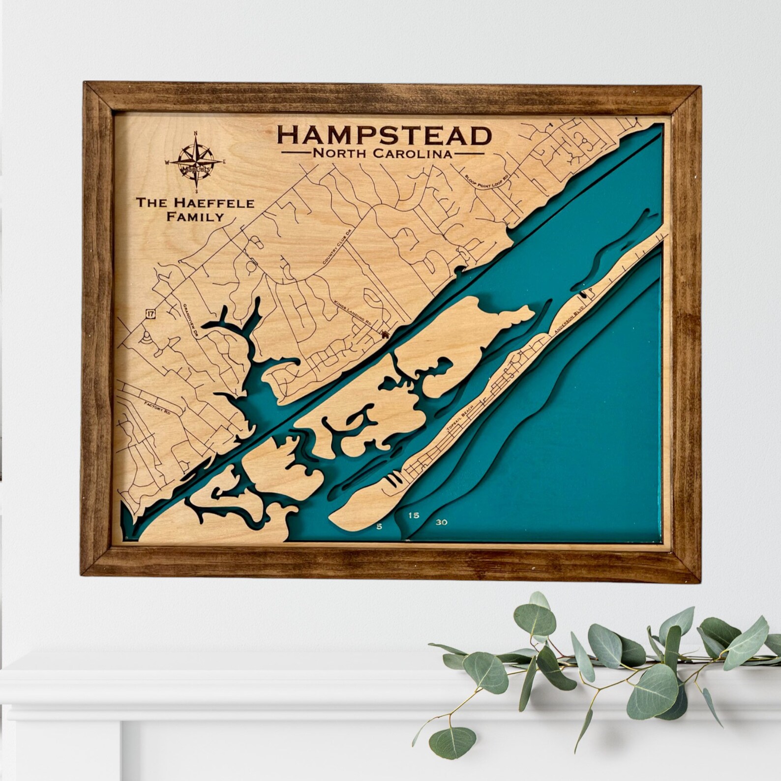 Hamstead North Carolina Custom Wood Map Coastal Map Sign - Etsy