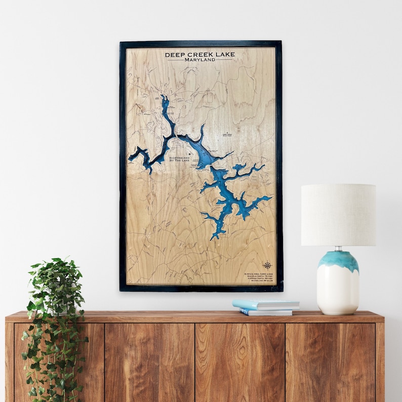 Deep Creek Lake Custom Lake Map Custom Map Choose Your - Etsy