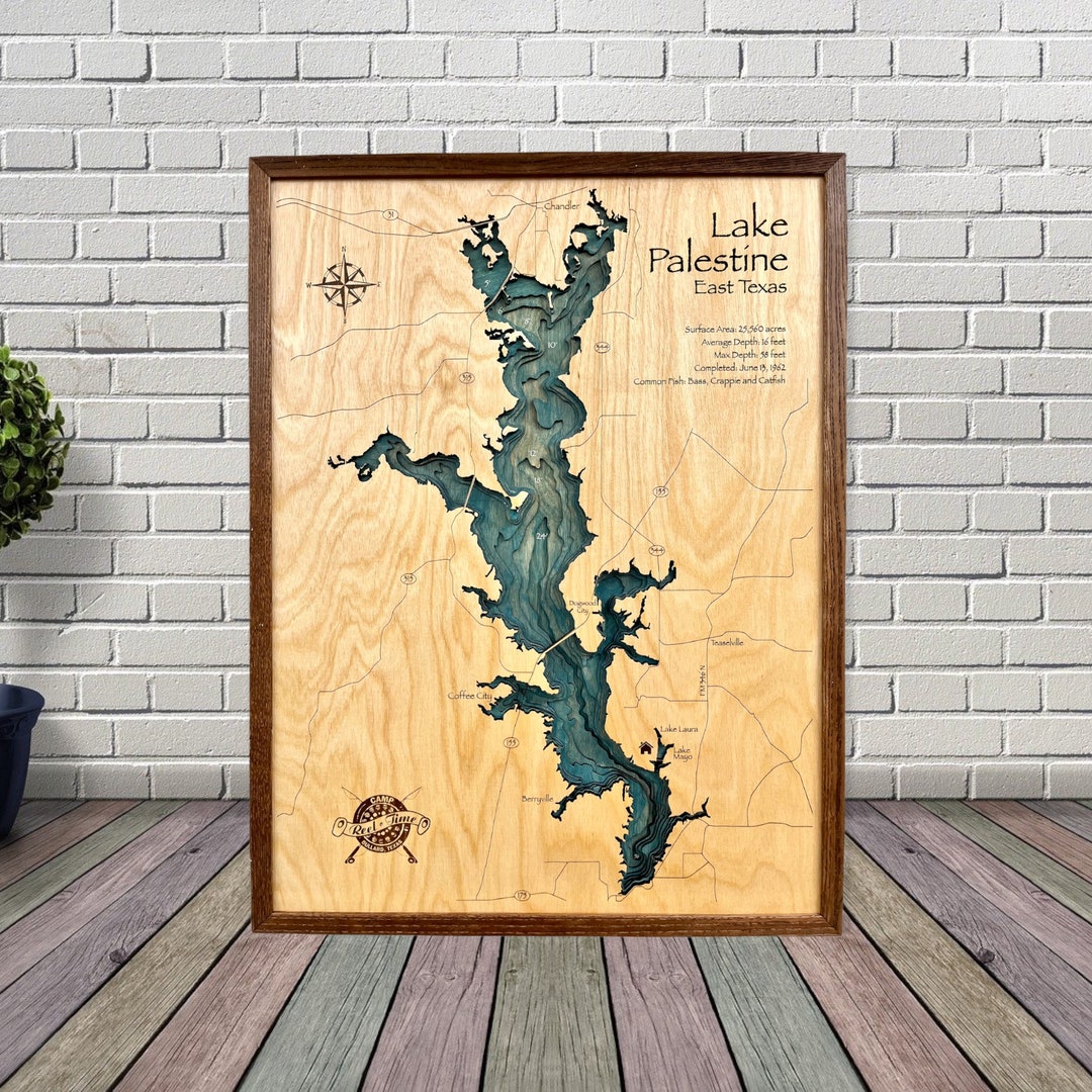 Lake Palestine, Custom Wood Map, Lake House Decor, Sign, Custom Lake ...