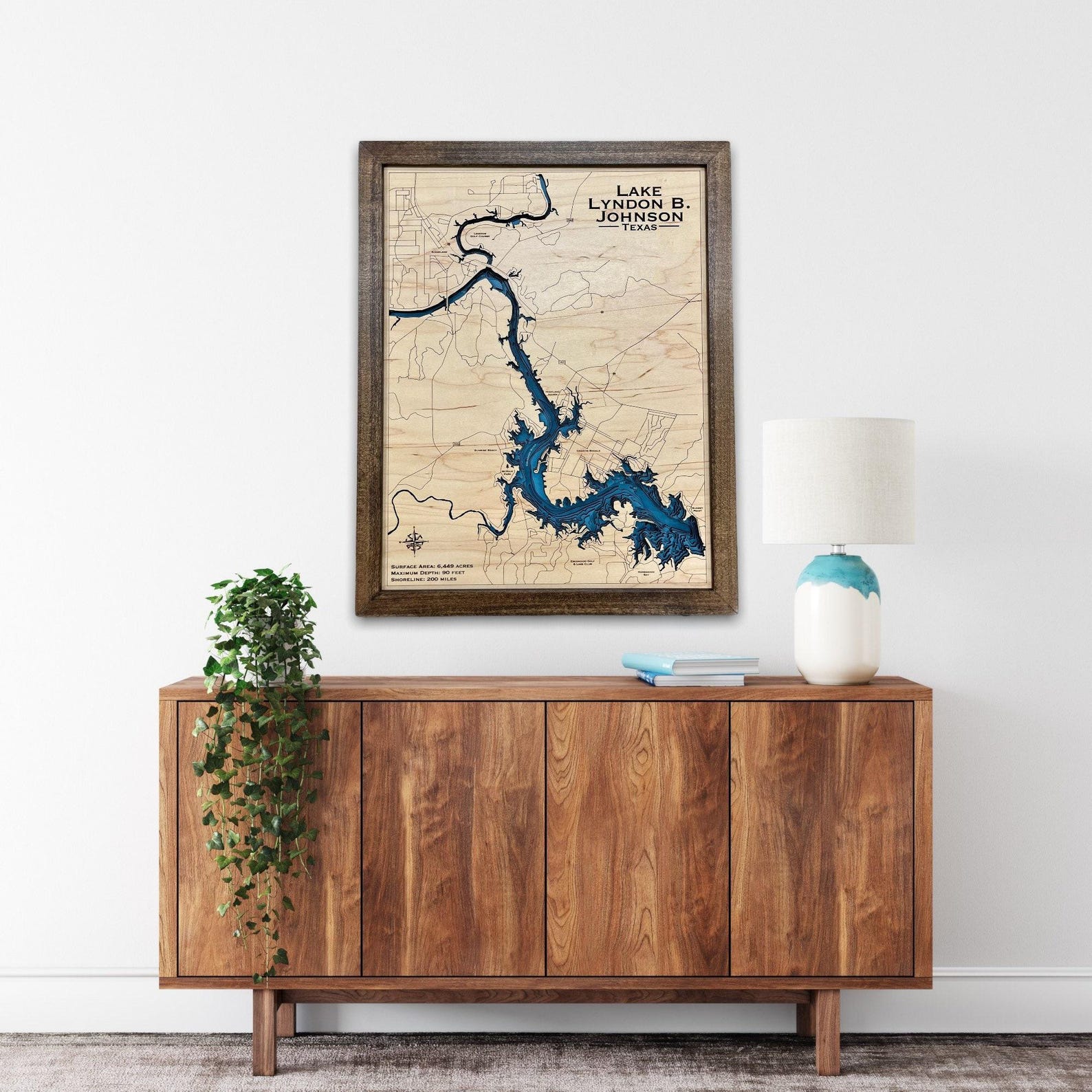 Lake Lyndon B Johnson, Custom Wood Map, Lake House Decor, Lake Map ...