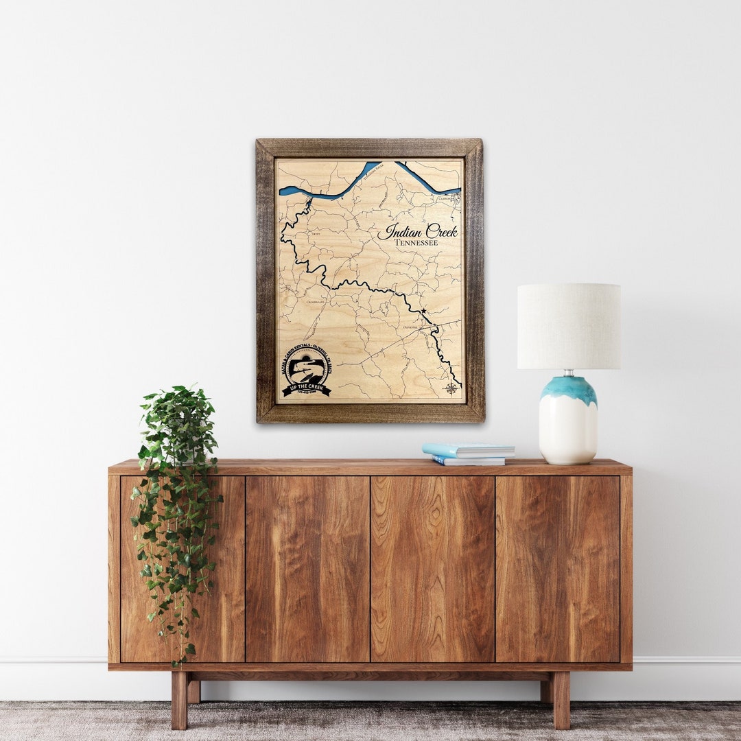 Indian Creek | Custom Lake Map | Nautical Decor | Lake House Decor ...