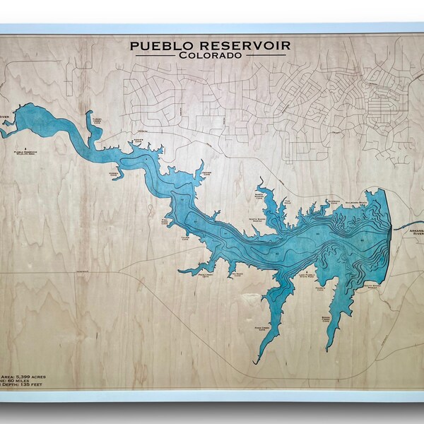 Lake Pueblo Reservoir Map - Etsy