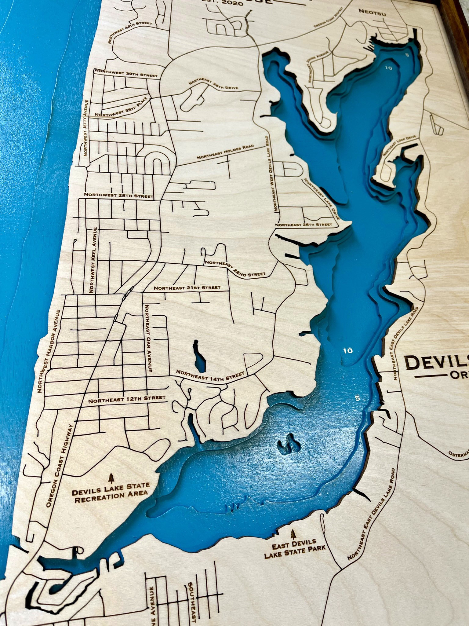 Devils Lake Custom Wood Map Depth Map Wood Map Gift Art | Etsy