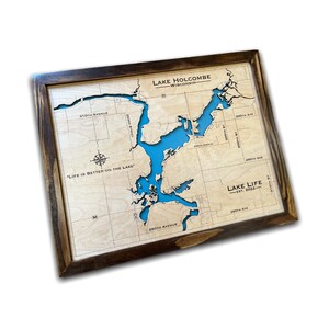 Lake Holcombe Lake House Decorcustom Wood Map Depth Map - Etsy