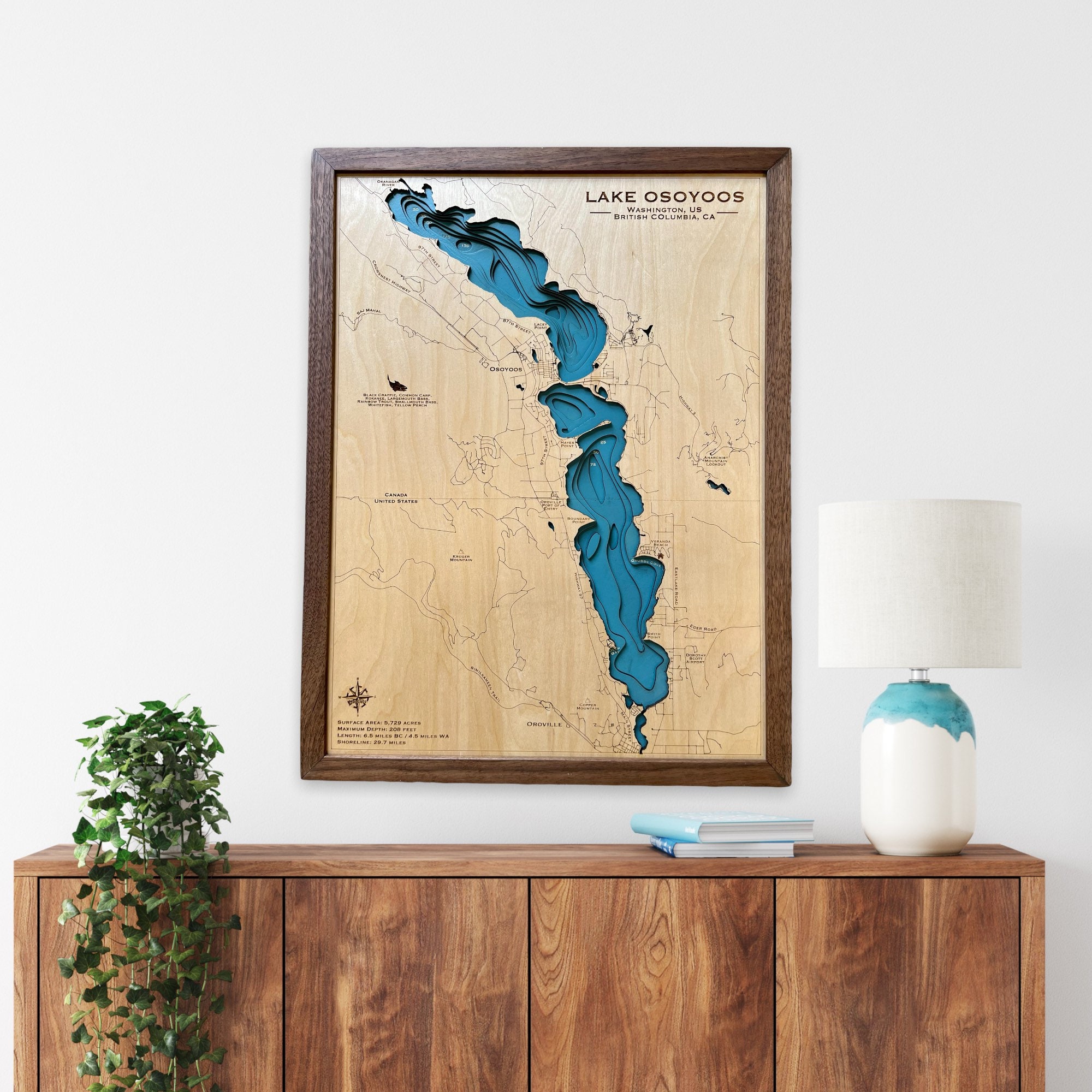 Lake Osoyoos Custom Lake Map Custom Map Choose Your Design - Etsy Canada
