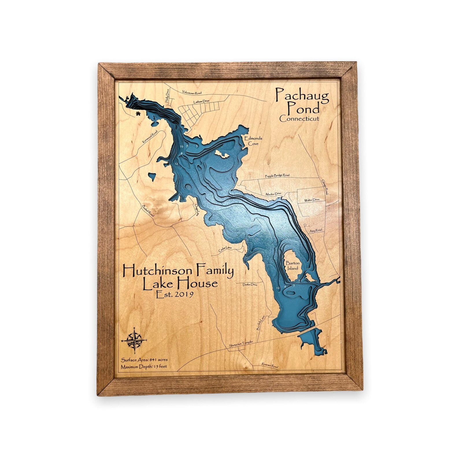 Pachaug Pond Custom Lake Map Custom Map Choose Your - Etsy