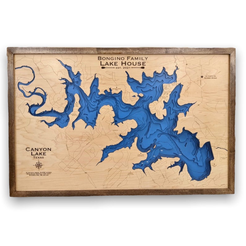 Canyon Lake Texas Custom Lake Map Custom Map Lake House - Etsy