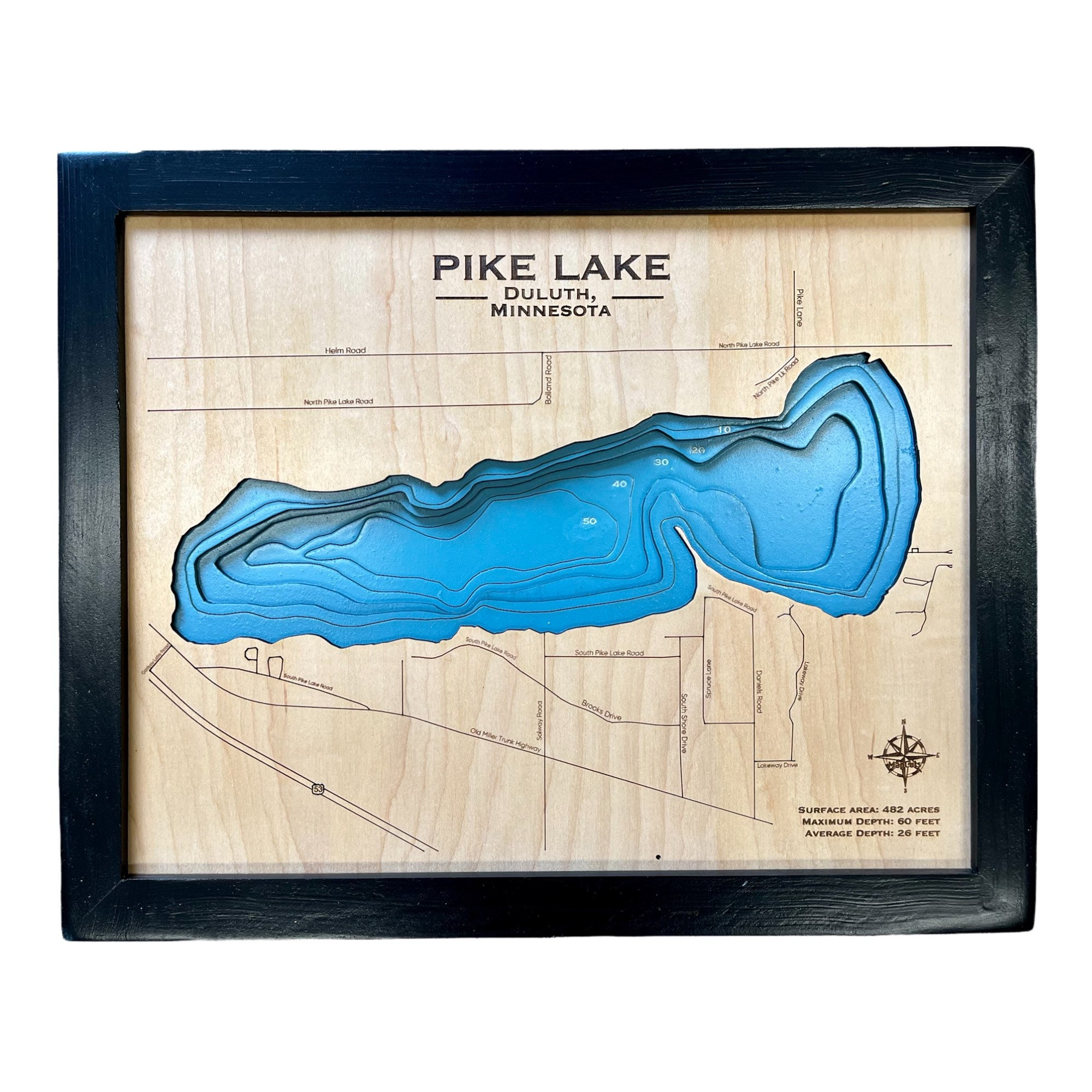 Pike Lake Custom Wood Map Lake House Decor Lake Map Wood | Etsy