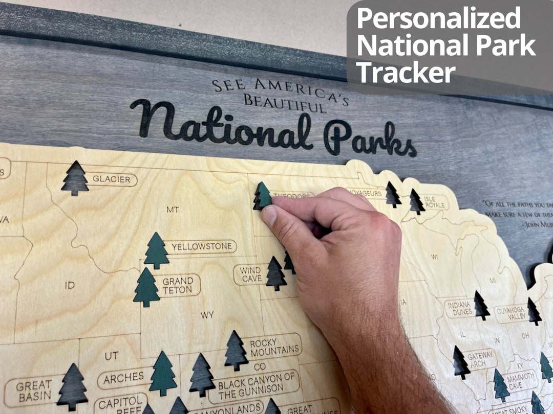 Personalized NATIONAL PARK Travel Map, National Park Gift, Custom Map ...