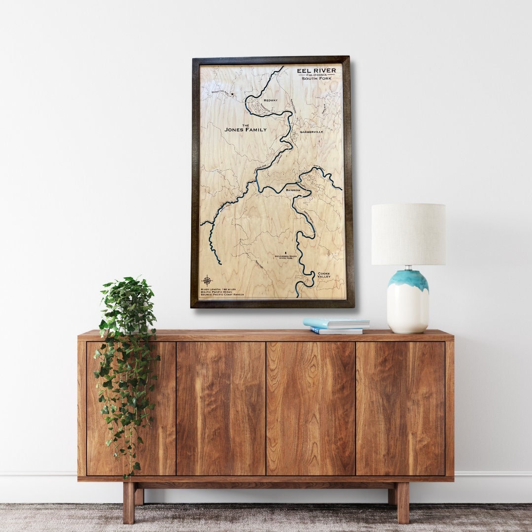 Eel River | Custom Lake Map | Nautical Decor | Lake House Decor ...