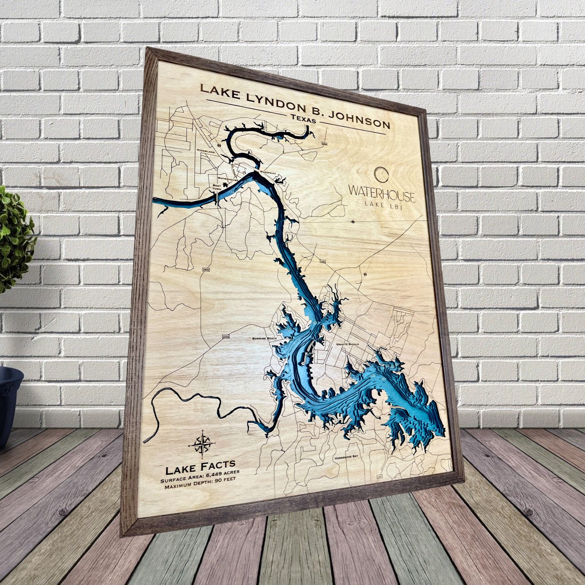 Lake Lyndon B Johnson Custom Wood Map Lake House Decor Lake - Etsy