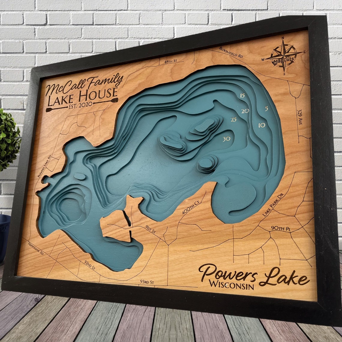 Powers Lake Choose Your Custom Design Custom Wood Map Lake | Etsy