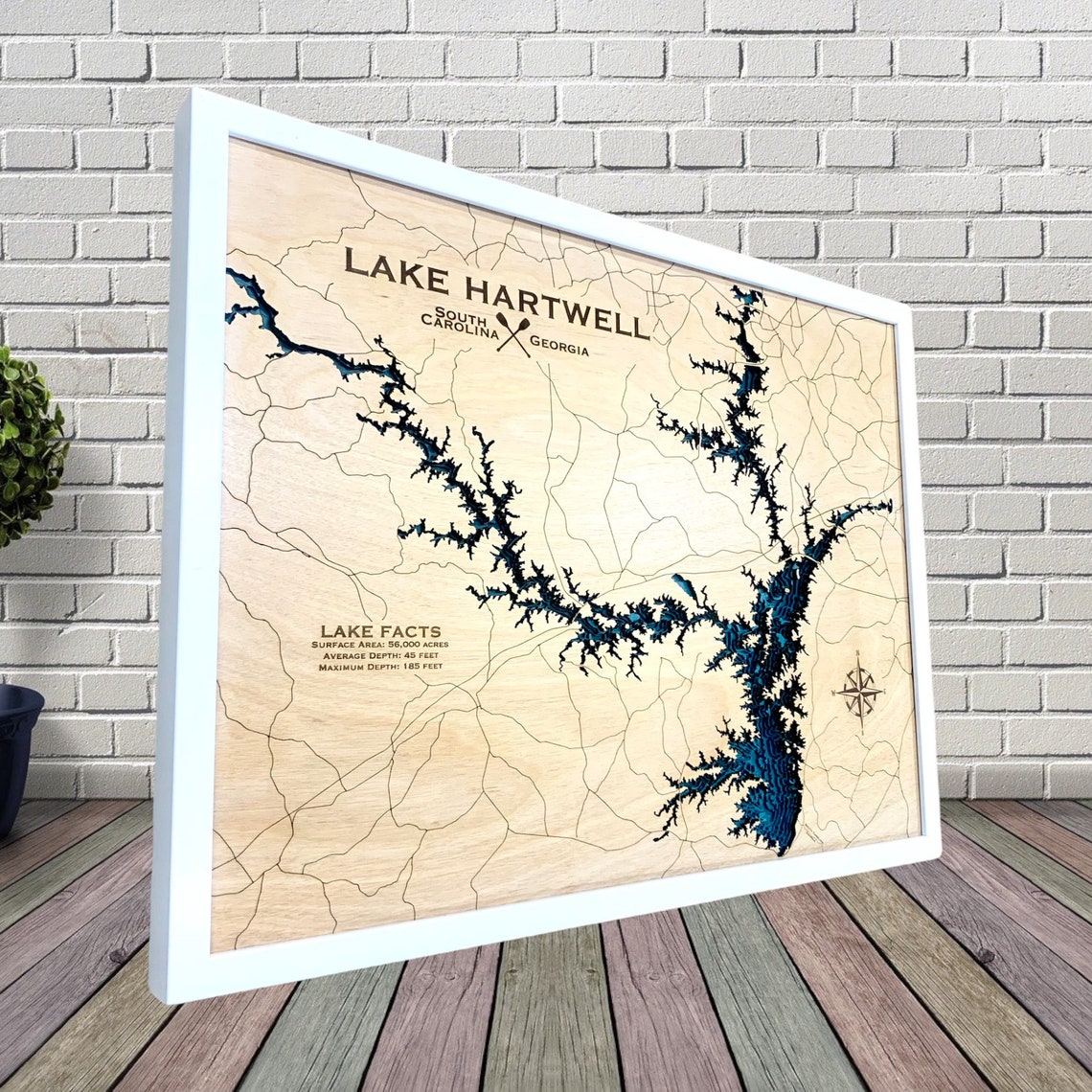 Lake Hartwell Custom Wood Map Lake House Decor Lake Map - Etsy