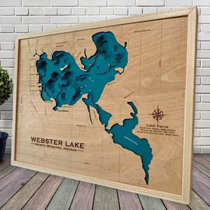 Webster Lake Choose Your Custom Design Custom Wood Map Lake - Etsy