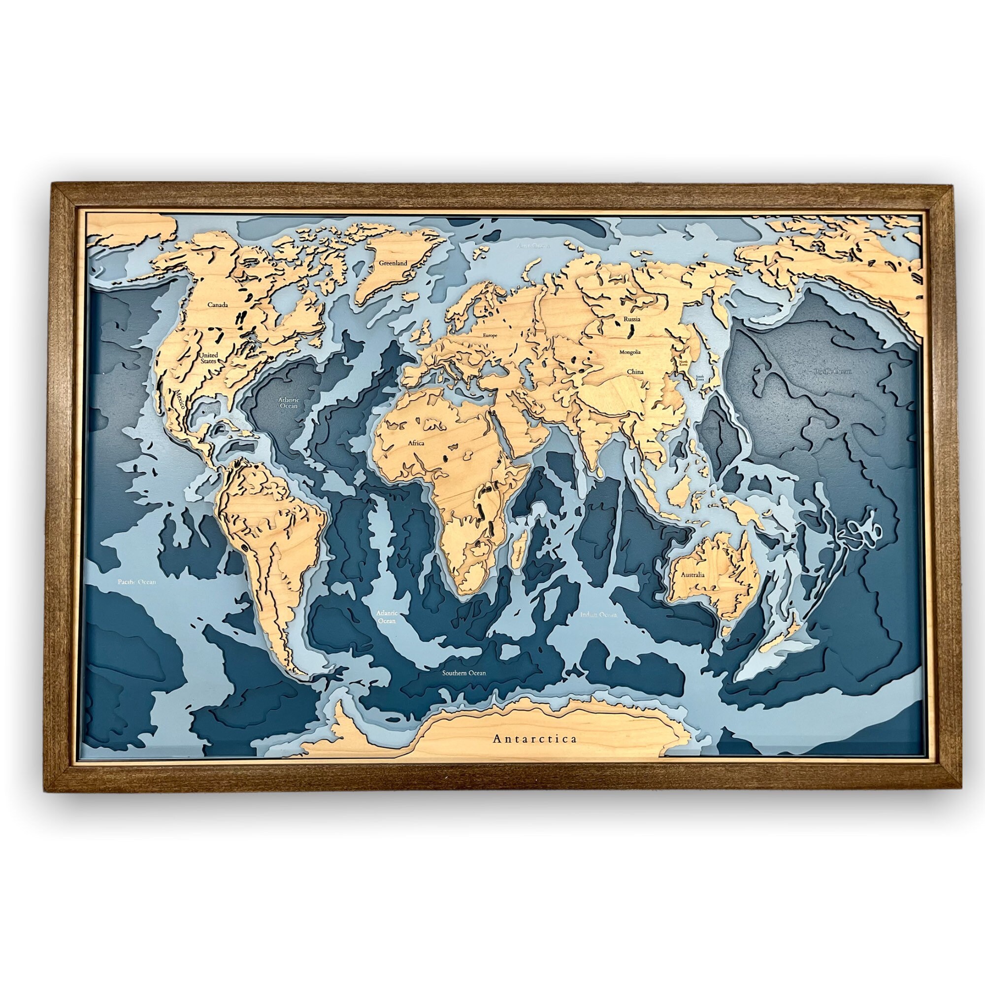 World Map Custom Topographical Map Nautical Decor Lake - Etsy Canada