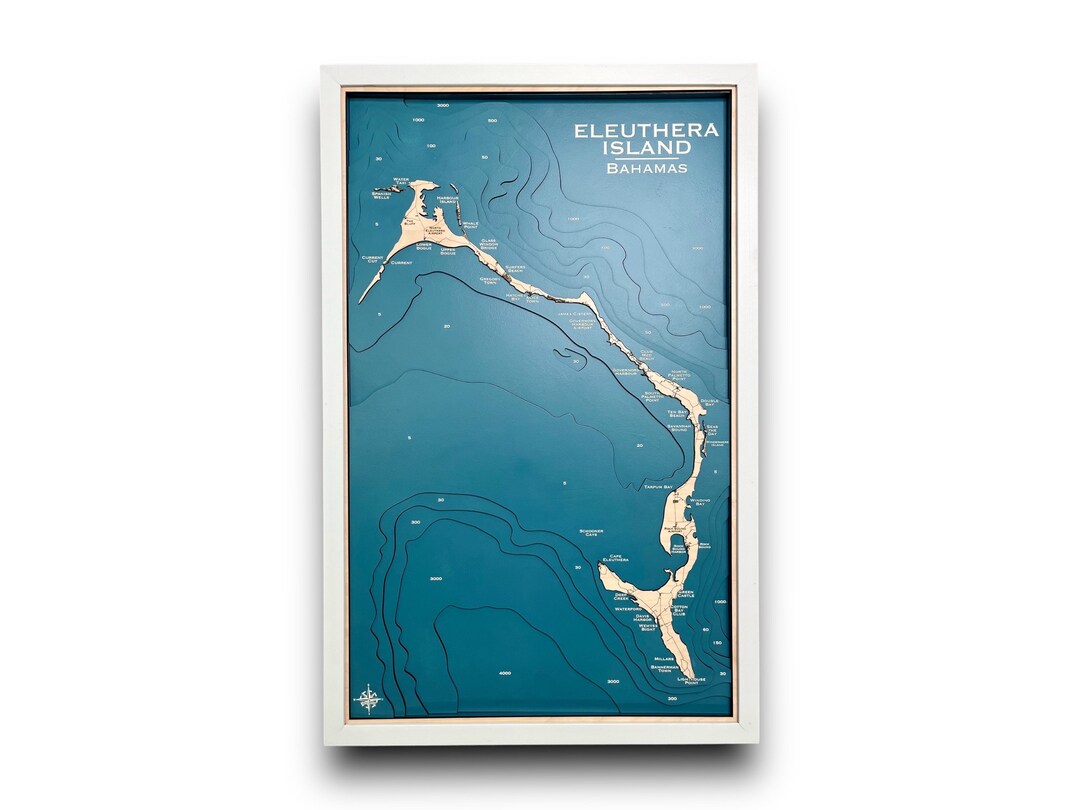 Eleuthera Island the Bahamas Custom Lake Map Nautical Decor Lake House ...
