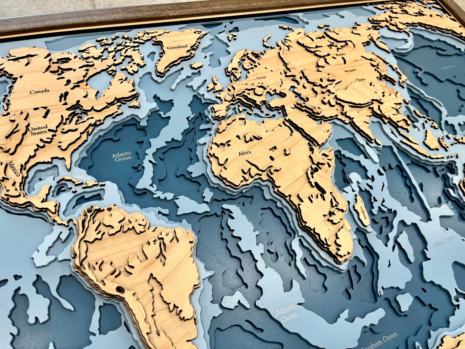 World Map Custom Topographical Map Nautical Decor Lake - Etsy