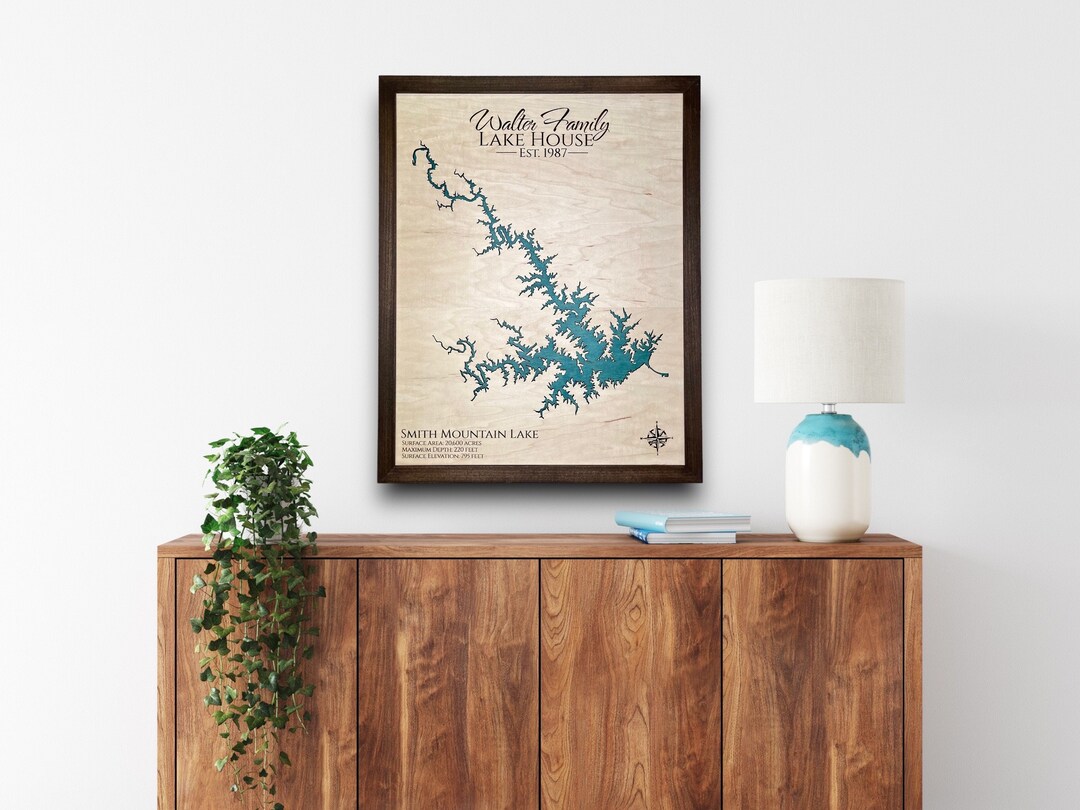 Lake House Decor, Lake Chart, Topographic Map, Custom Lake Decor, Well ...