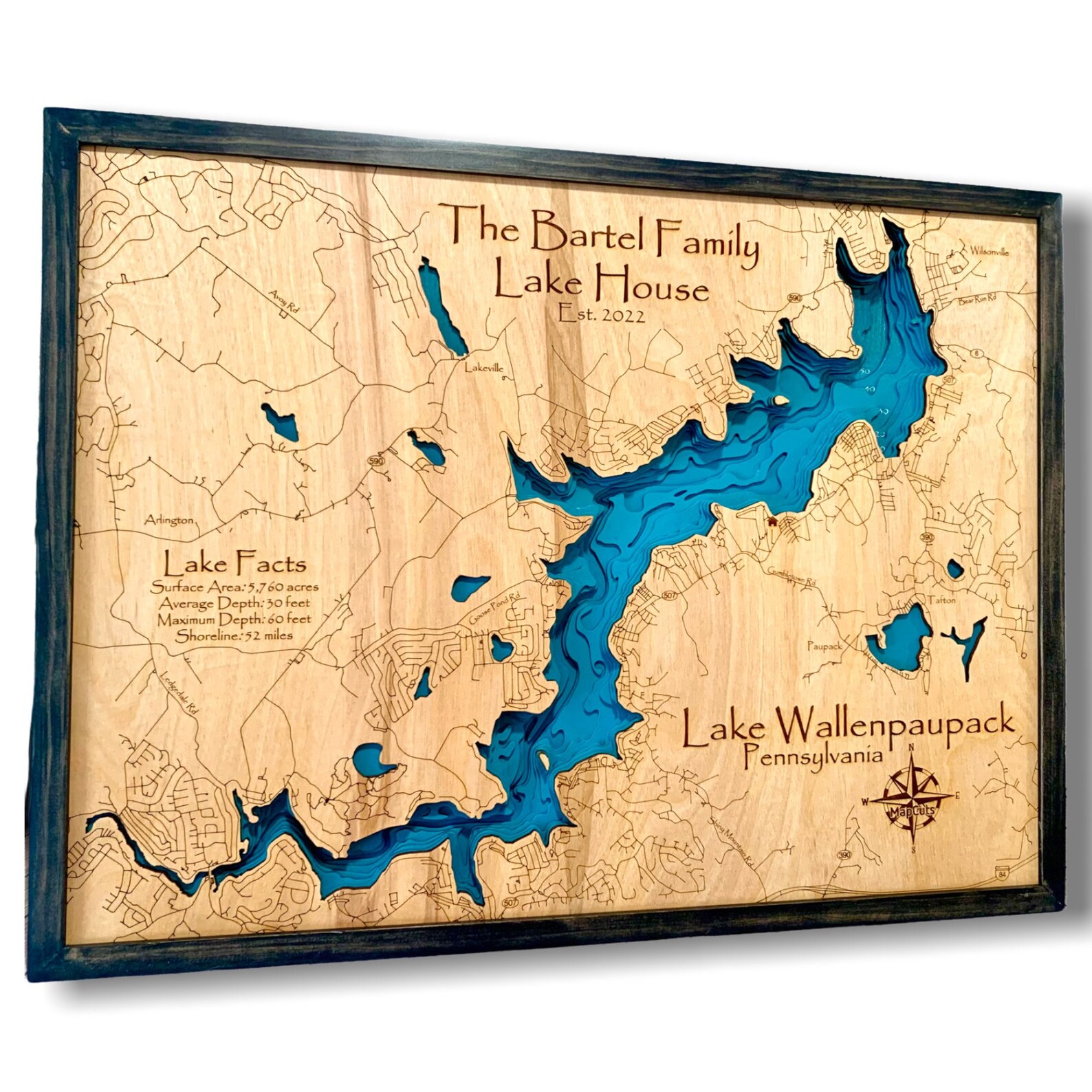 Lake Wallenpaupack Custom Lake Map Nautical Decor Lake - Etsy