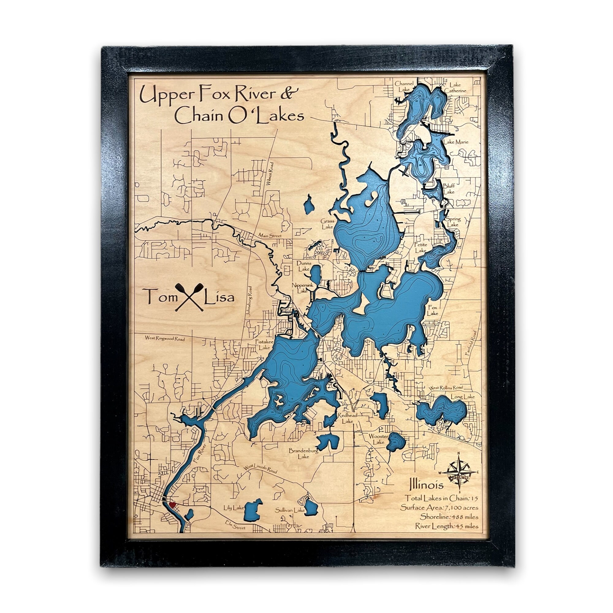 Upper Fox River and Chain O'lake Custom Lake Map - Etsy