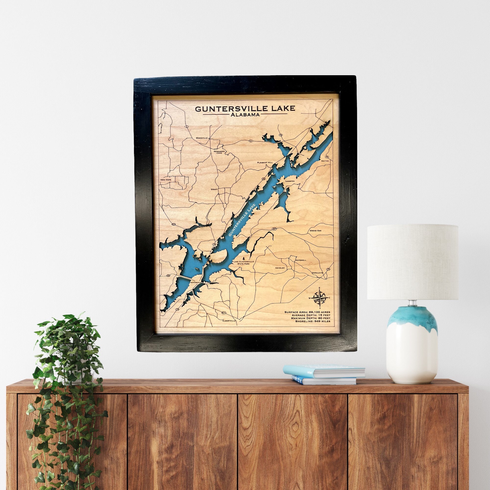 Lake Guntersville Wood Map Lake House Decor Sign Custom - Etsy