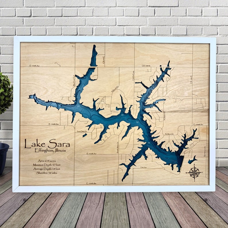 Lake Sara Choose Your Custom Design Custom Wood Map Lake - Etsy