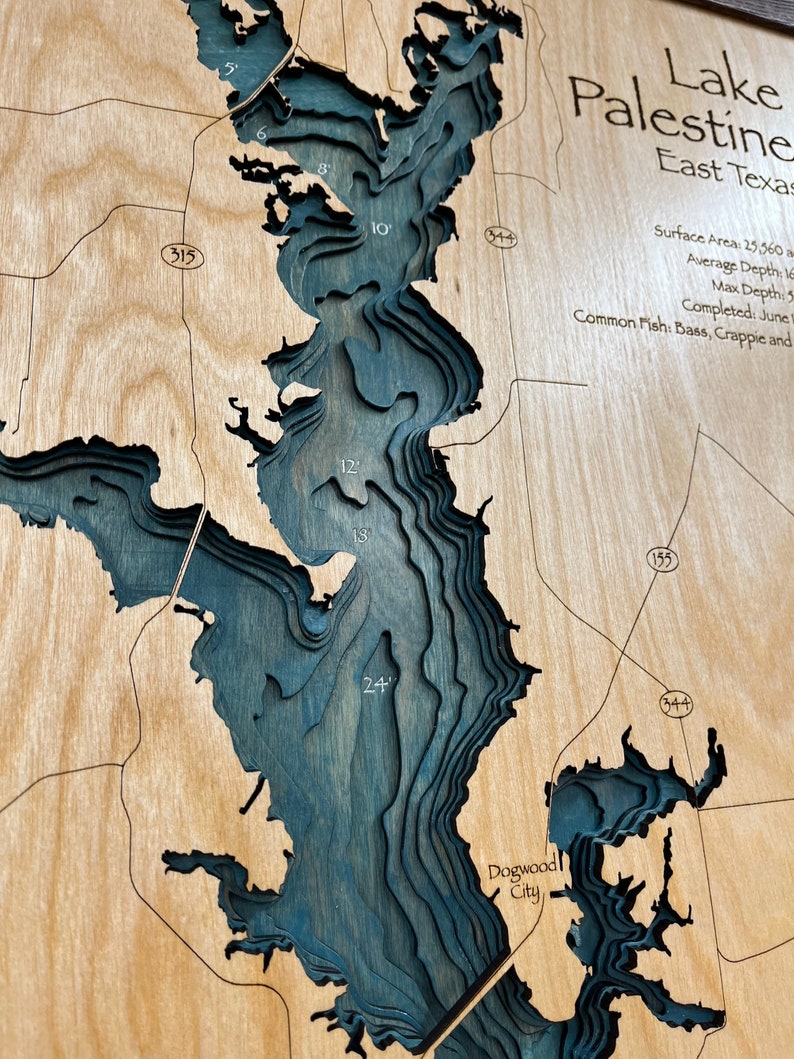 Lake Palestine Custom Wood Map Lake House Decor Sign - Etsy