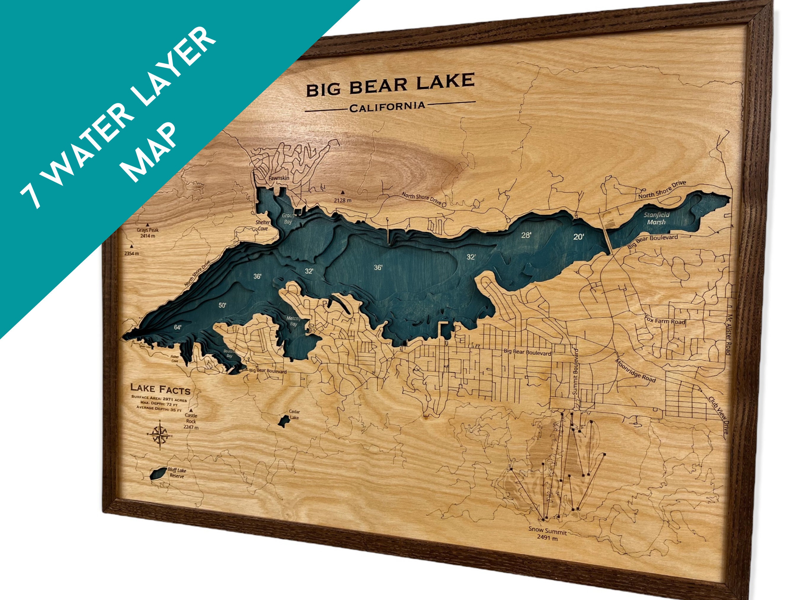 Lake Chemung Custom Wood Map Lake House Decor Lake Map | Etsy