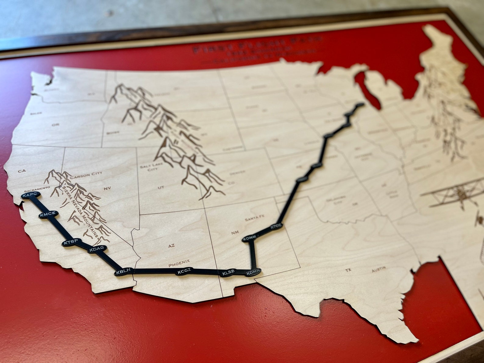 Custom First Flight Plan Map Custom Wood Map Lake House | Etsy