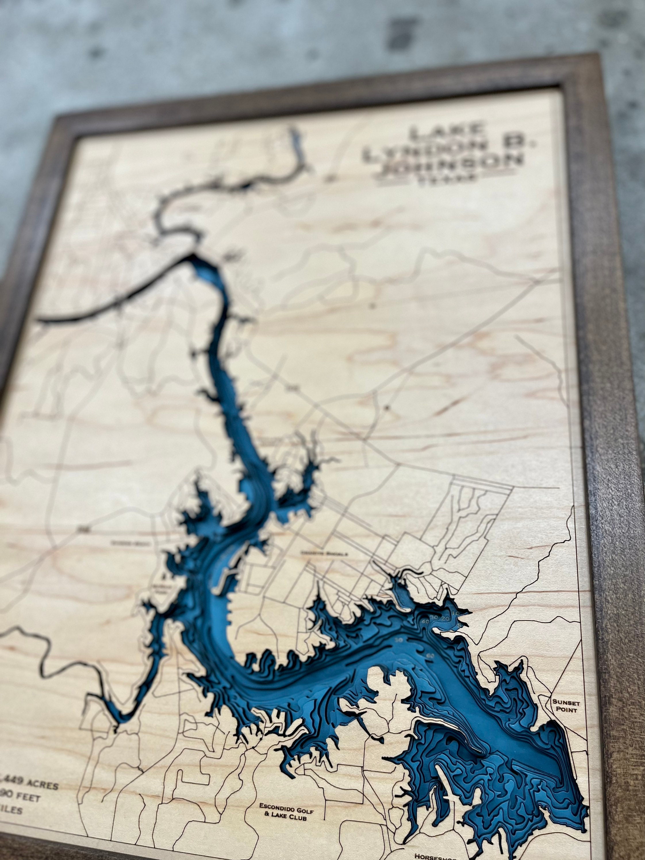 Lake Lyndon B Johnson Custom Wood Map Lake House Decor Lake - Etsy