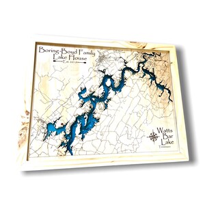 Watts Bar Lake Custom Wood Map Depth Map Wood Map Gift - Etsy