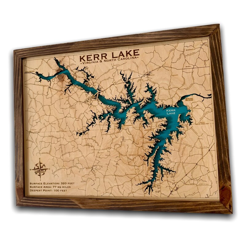 Kerr Lake Custom Wood Map Lake House Decor Sign Custom - Etsy