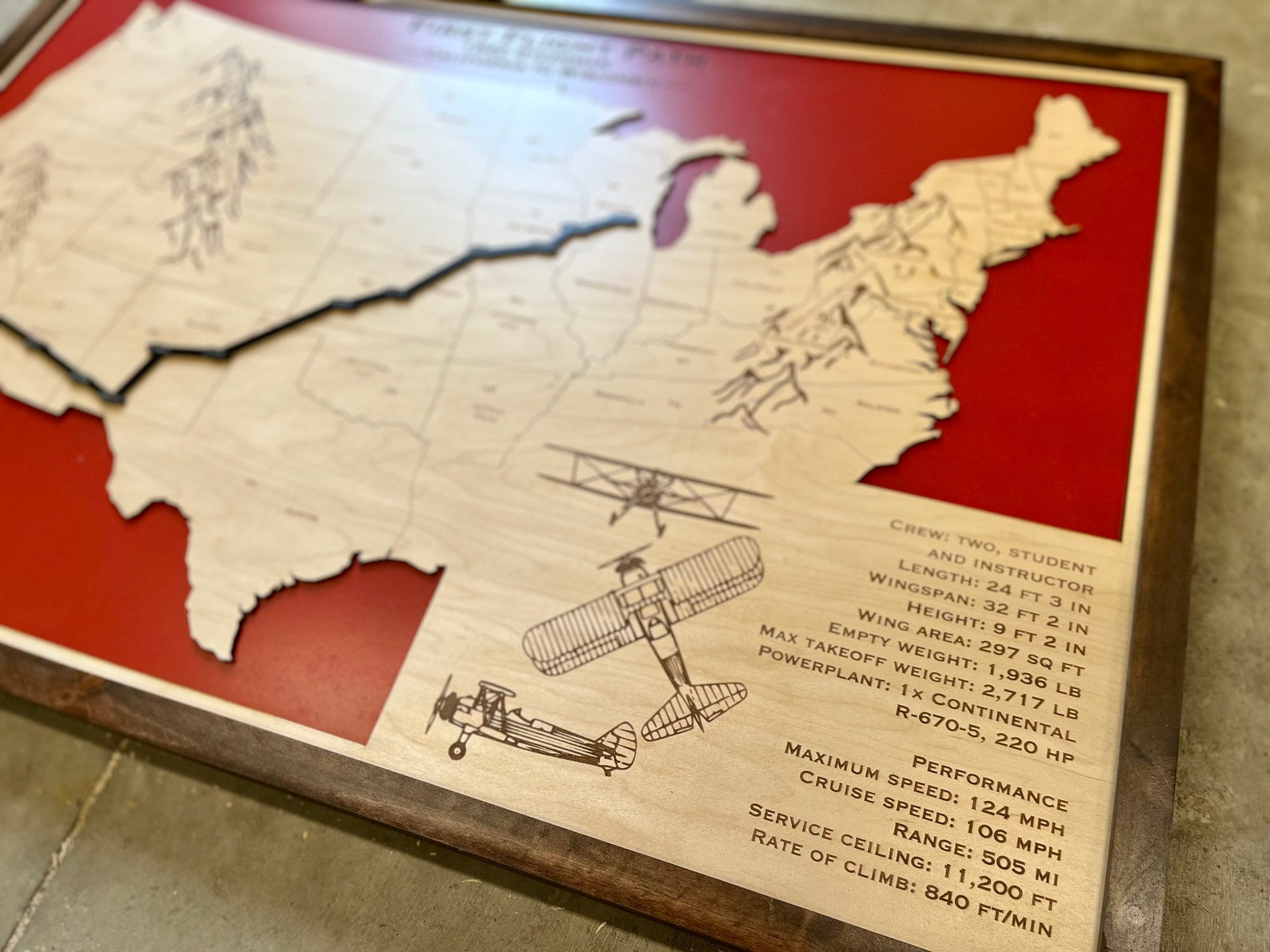 Custom First Flight Plan Map Custom Wood Map Lake House | Etsy