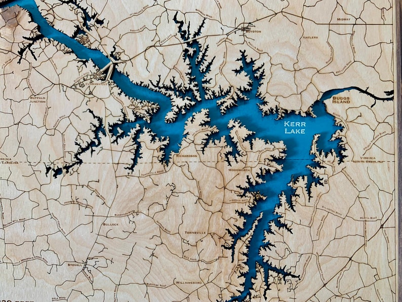 Kerr Lake Custom Wood Map Lake House Decor Sign Custom - Etsy