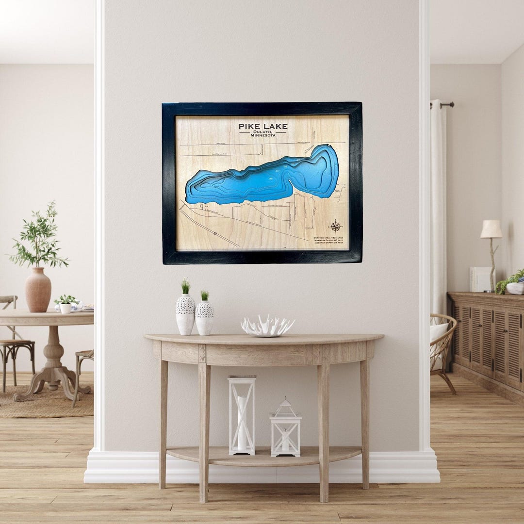 Pike Lake, Custom Wood Map, Lake House Decor, Lake Map, Wood Lake Map ...