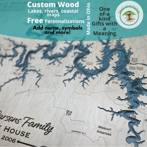 LARGE Any Lake Customized Wood Art, LARGE Map, 3D Custom Lake Map, Lake ...