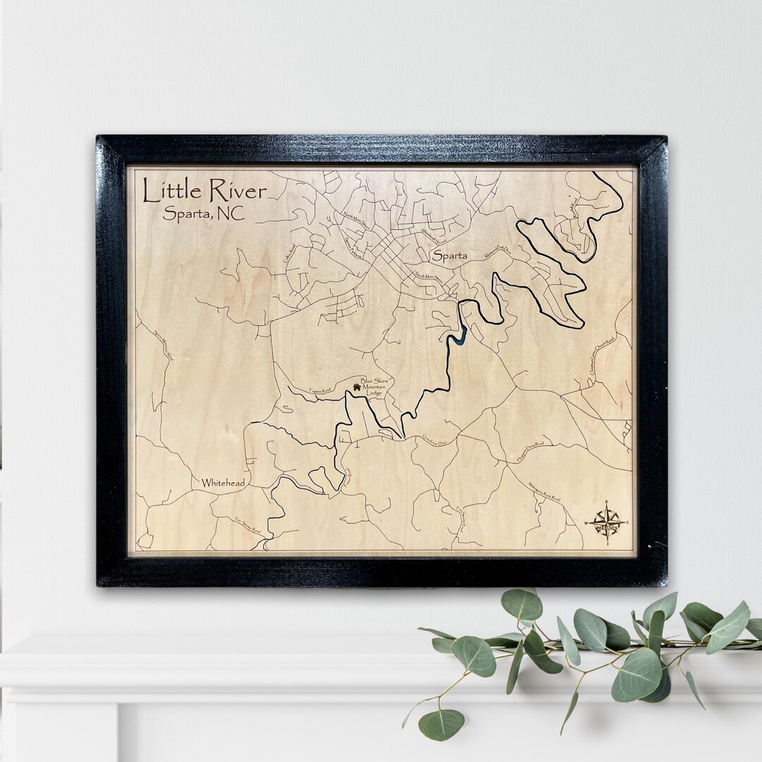 Little River | Custom River Map | Nautical Decor | Lake House Decor ...