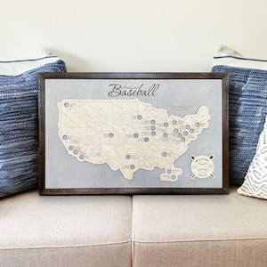 Baseball Stadium Map, Baseball Map, Pro Baseball Stadium Tracker, Stadium Travel Map, Gift for ...
