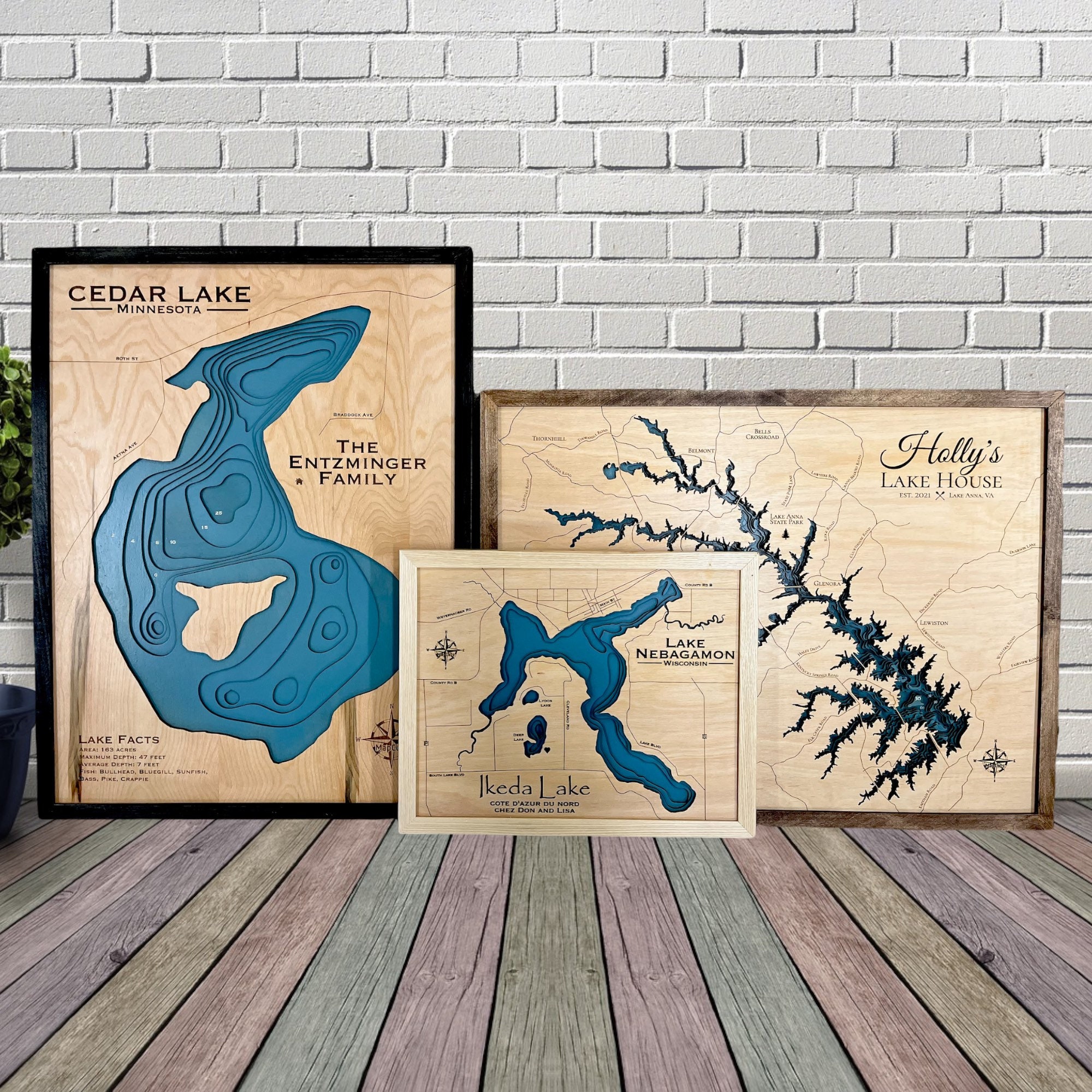 Powers Lake Choose Your Custom Design Custom Wood Map Lake | Etsy