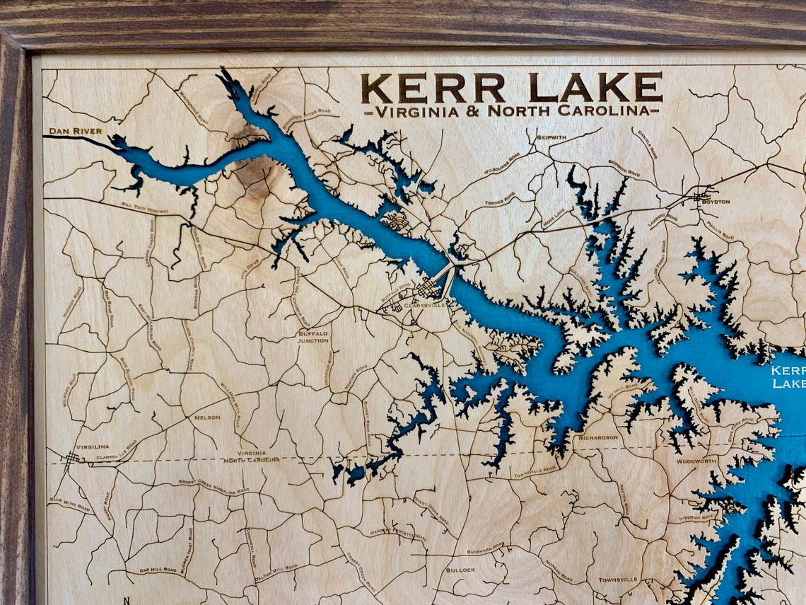 Kerr Lake Custom Wood Map Lake House Decor Sign Custom - Etsy