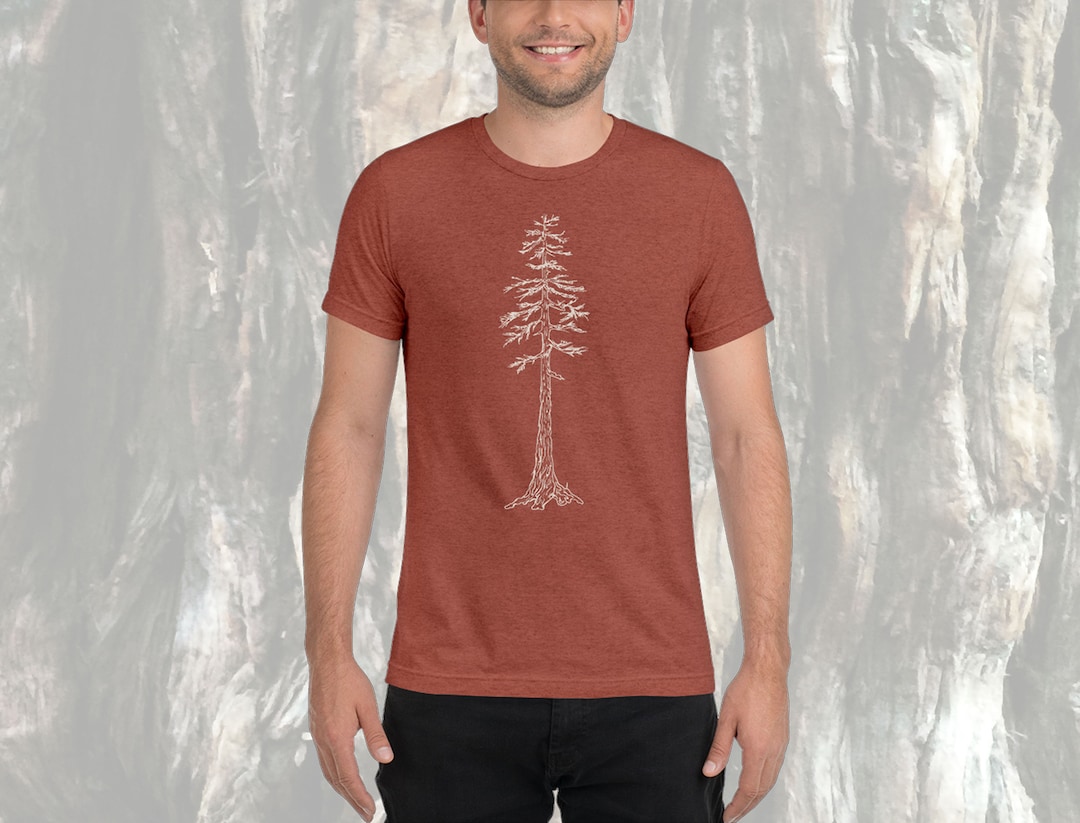 Coastal Redwood T-shirt: Hyperion Tree Sketch, Eco-friendly Tri-blend ...