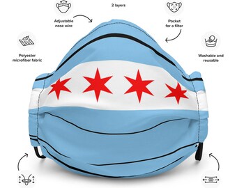 Chicago Flag Neck Gaiter / Chicago Face Mask | Etsy