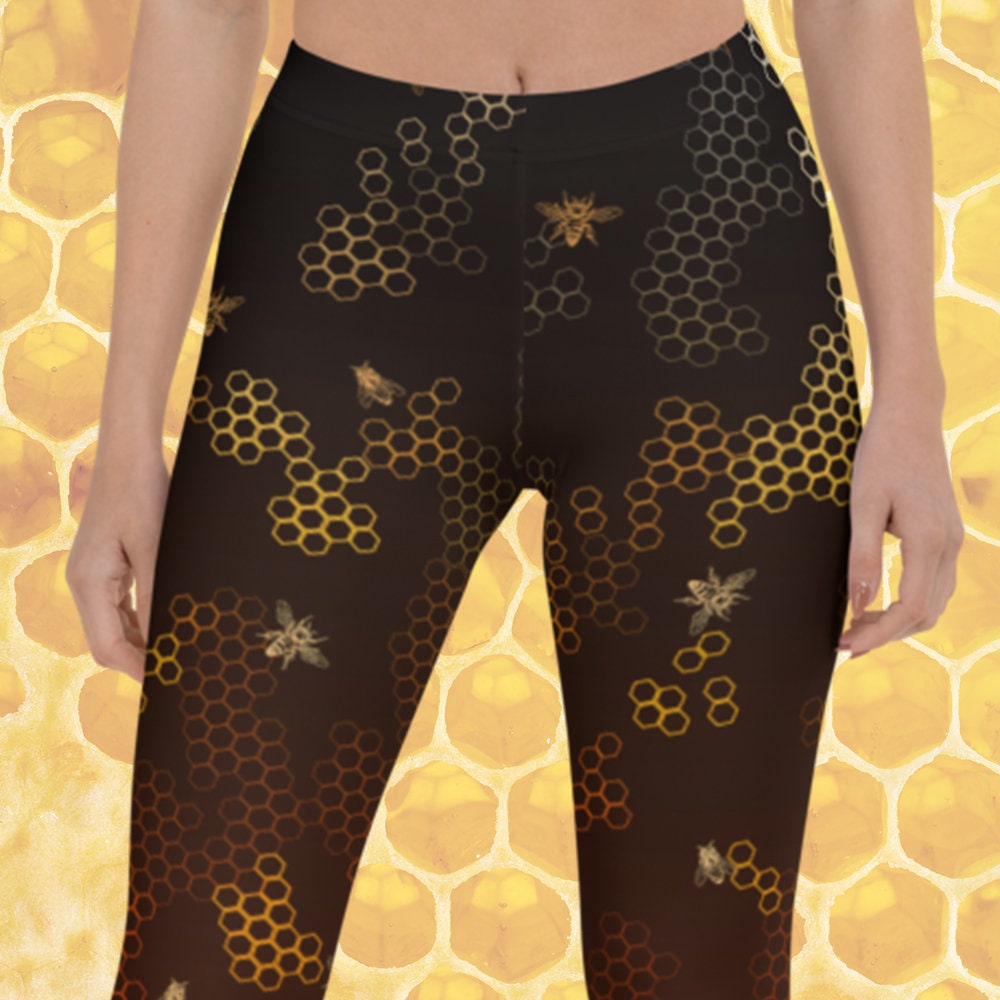 Honey Bee Leggings / Save the Bees / Honeycomb Leggings - Etsy