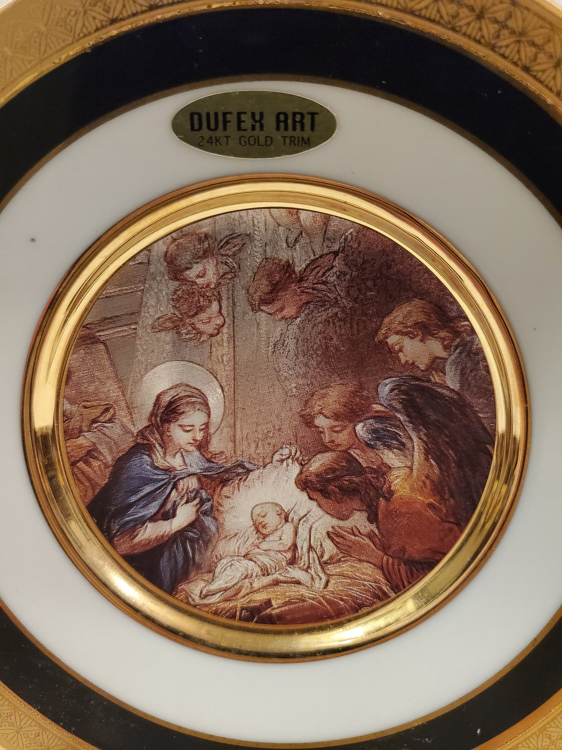 Dufex Art 24K Gold Trim Plate Mary and Angels Adoring Baby - Etsy UK