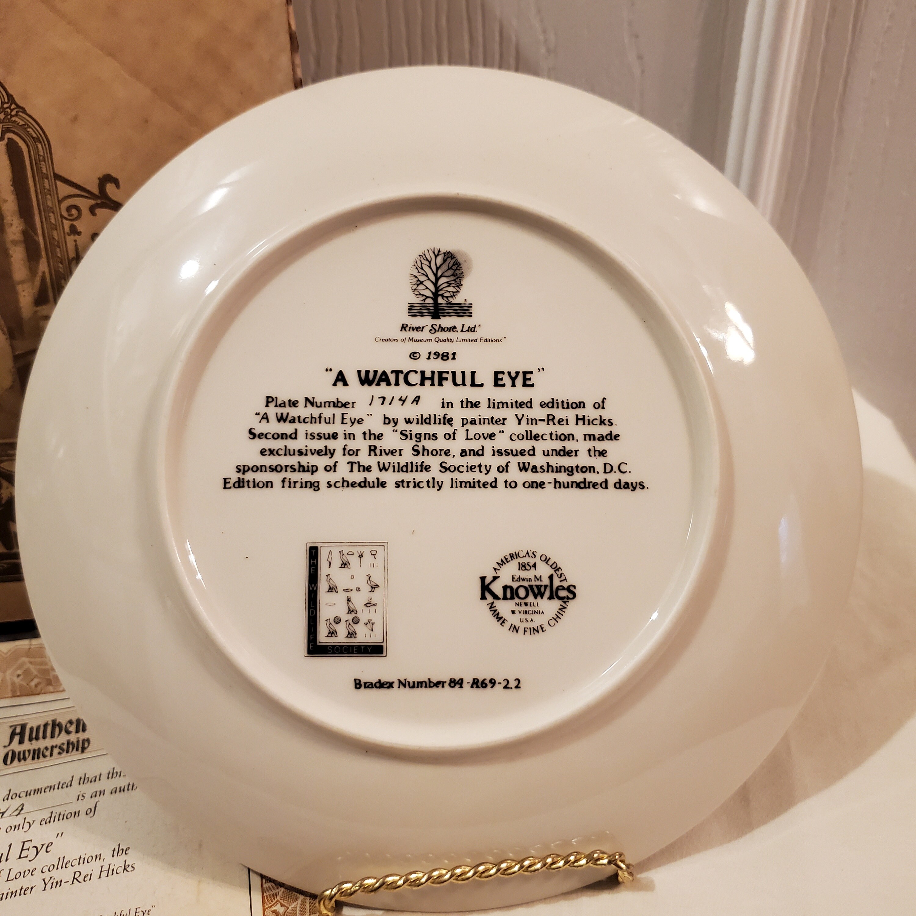 Edwin M Knowles Collectors Plate - A Watchful Eye by Yin-rei Hicks ...
