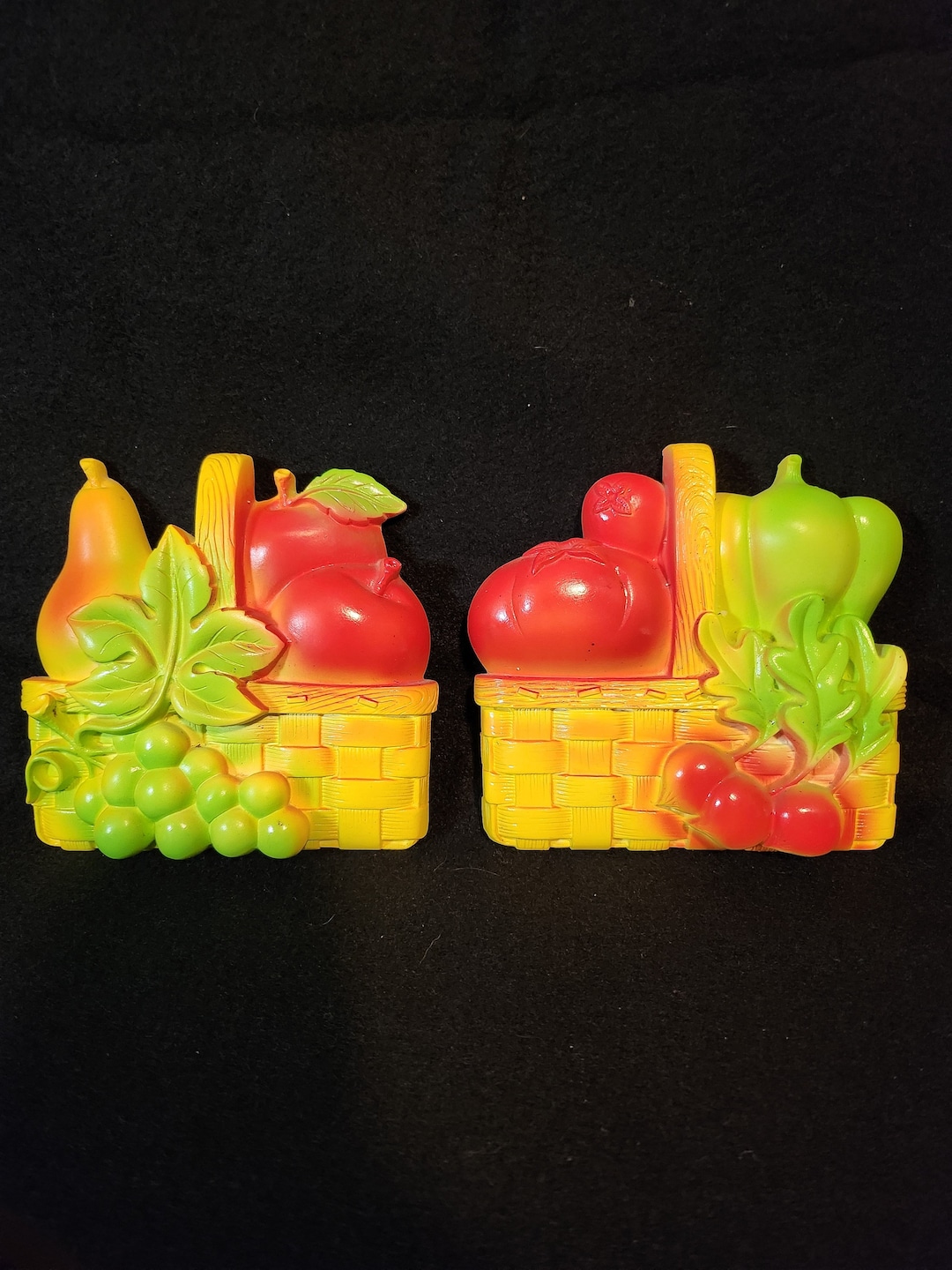 Miller Studios Chalkware Fruit and Vegetable Basket Wall Hangings ...