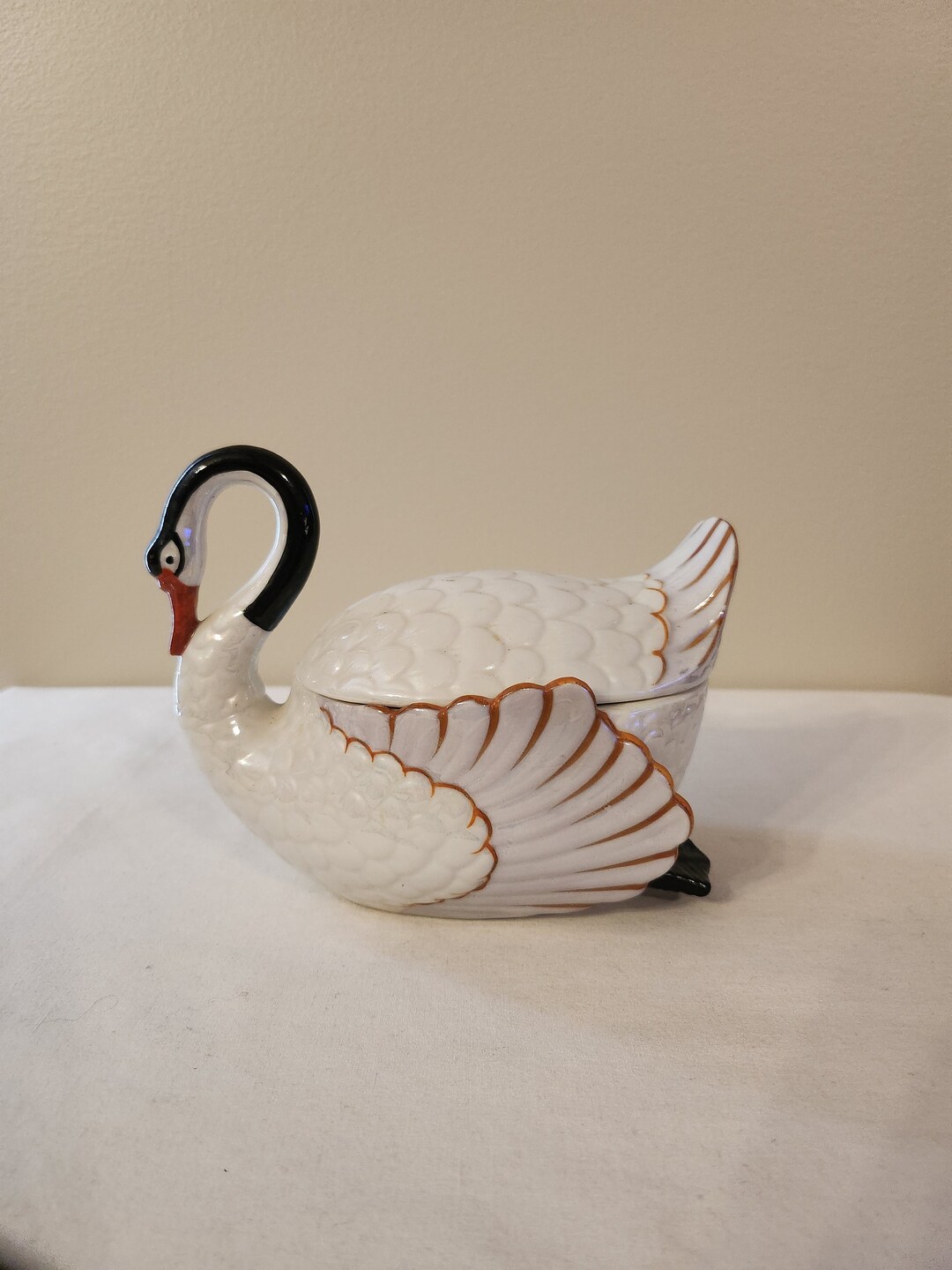Gold Castle Goose or Swan Lidded Candy Dish or Trinket Dish - Japan - Etsy