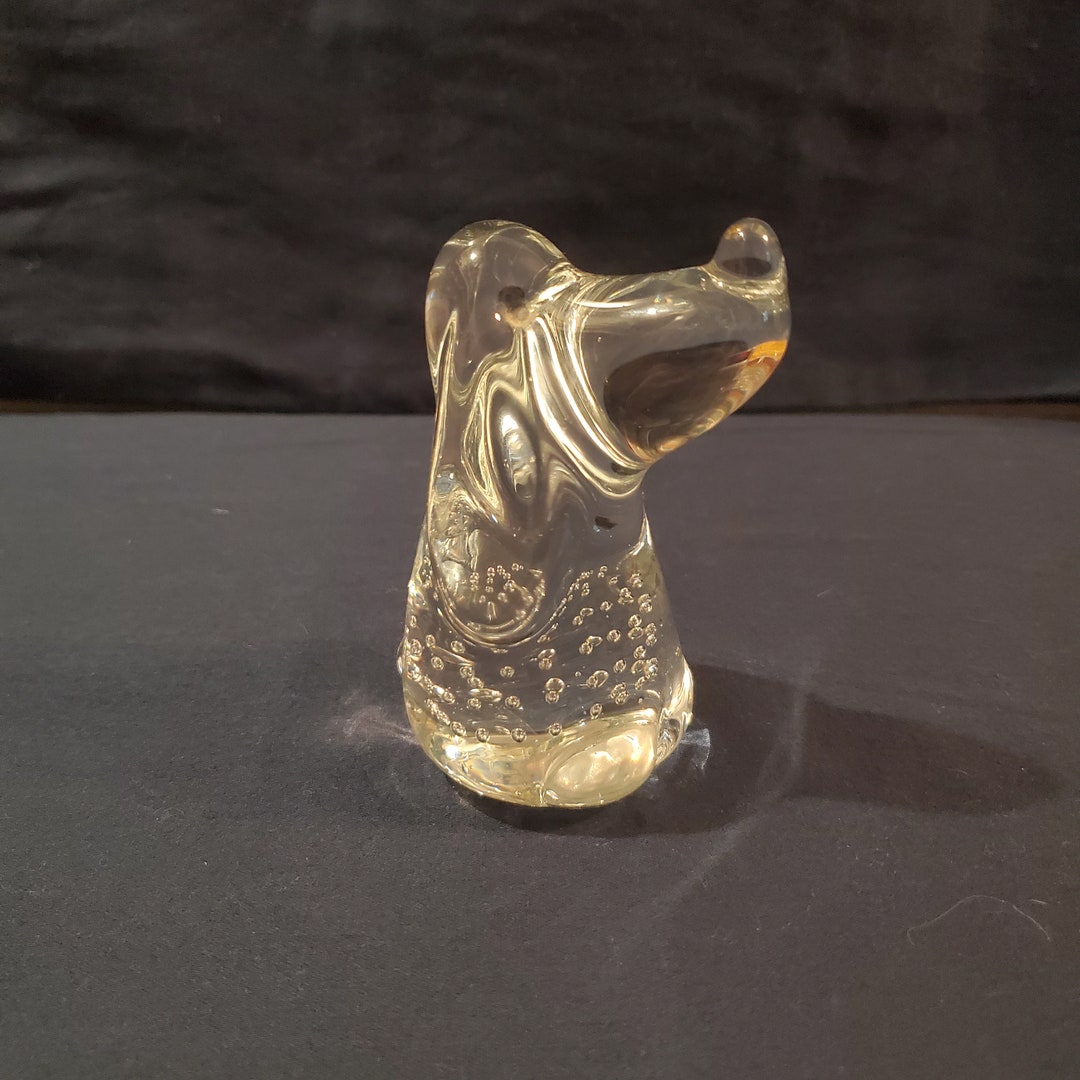 Clear Glass Hound Dog Paperweight Art Glass With Controlled Bubbles - Etsy