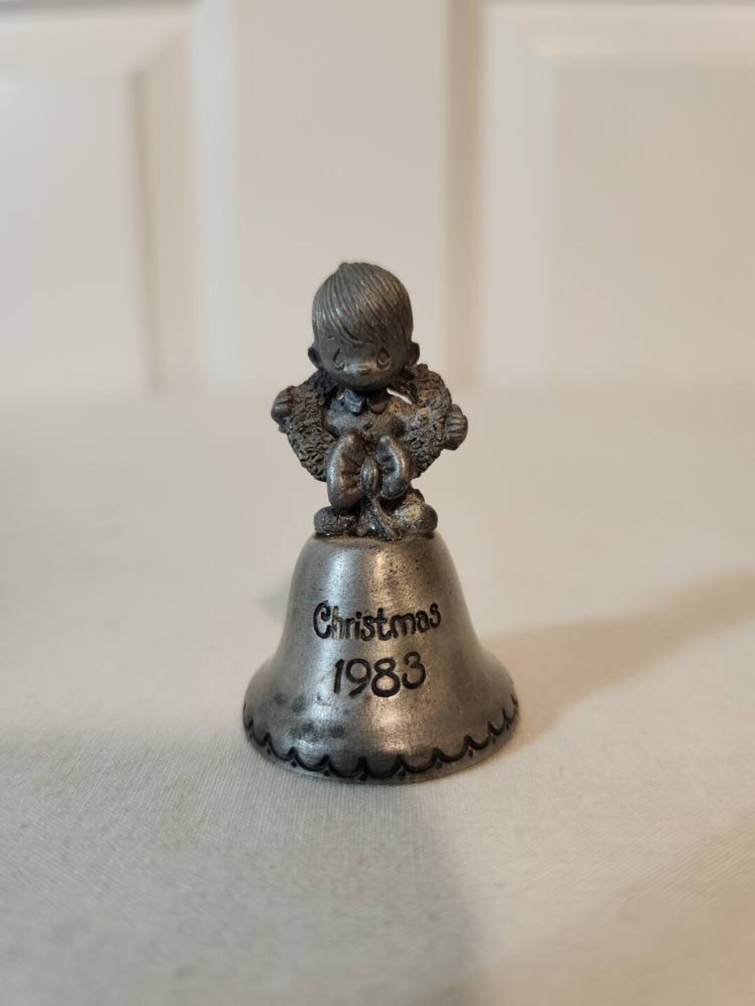 Miniature Pewter Bell - Precious Moments Boy With Wreath by Enesco ...