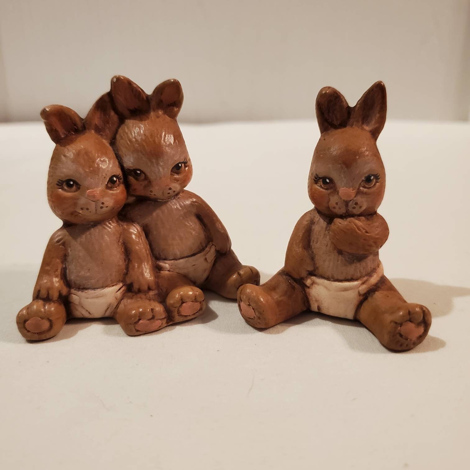 Set of 4 Baby Bunny Rabbits in Diapers Vintage Hand Painted | Etsy